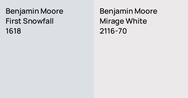 Benjamin Moore First Snowfall vs. Benjamin Moore Mirage White comparison