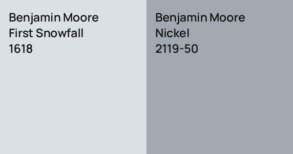 Benjamin Moore First Snowfall vs. Benjamin Moore Nickel comparison