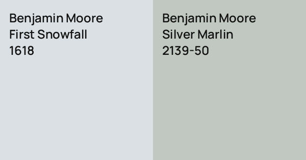 Benjamin Moore First Snowfall vs. Benjamin Moore Silver Marlin comparison