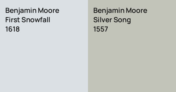Benjamin Moore First Snowfall vs. Benjamin Moore Silver Song comparison