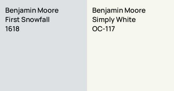 Benjamin Moore First Snowfall vs. Benjamin Moore Simply White comparison