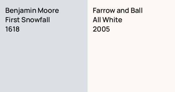 Benjamin Moore First Snowfall vs. Farrow and Ball All White comparison