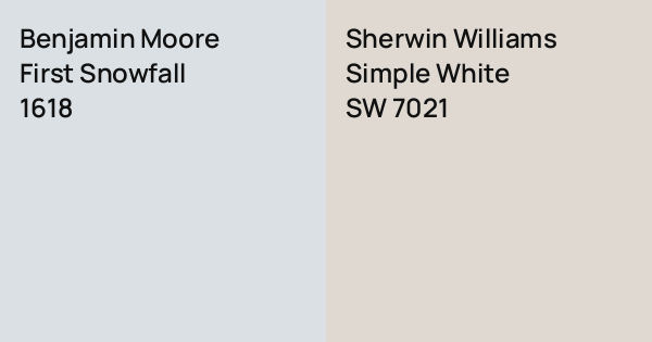 Benjamin Moore First Snowfall vs. Sherwin Williams Simple White comparison