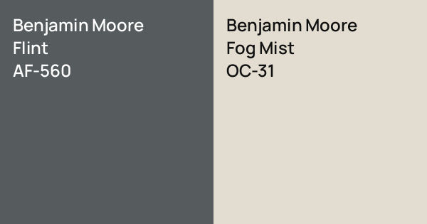 Benjamin Moore Flint vs. Benjamin Moore Fog Mist comparison
