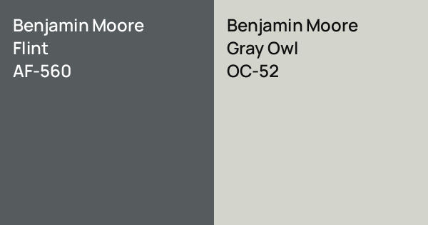 Benjamin Moore Flint vs. Benjamin Moore Gray Owl comparison