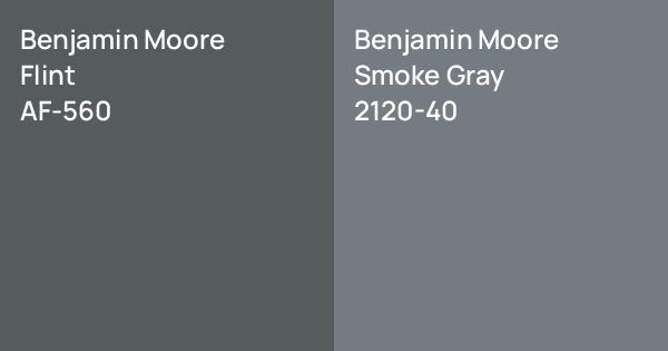 Benjamin Moore Flint vs. Benjamin Moore Smoke Gray comparison