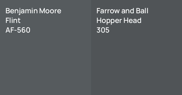 Benjamin Moore Flint vs. Farrow and Ball Hopper Head comparison
