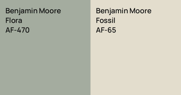 Benjamin Moore Flora vs. Benjamin Moore Fossil comparison