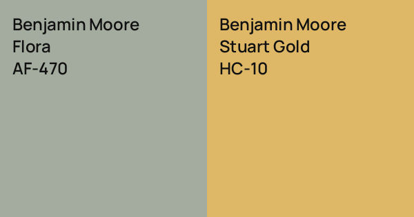 Benjamin Moore Flora vs. Benjamin Moore Stuart Gold comparison