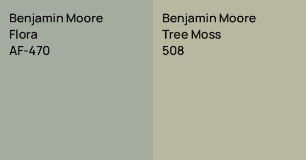 Benjamin Moore Flora vs. Benjamin Moore Tree Moss comparison