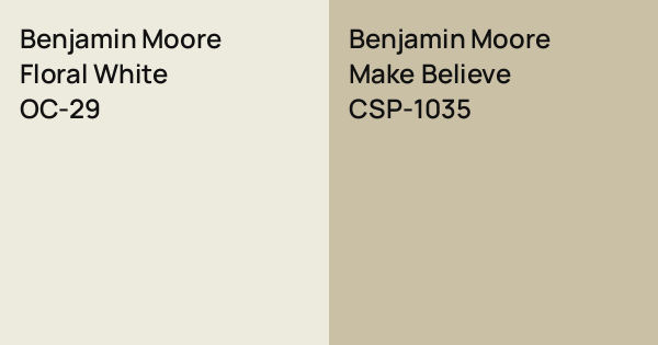 Benjamin Moore Floral White vs. Benjamin Moore Make Believe comparison