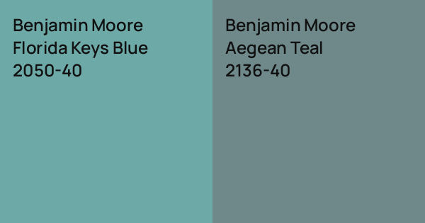 Benjamin Moore Florida Keys Blue vs. Benjamin Moore Aegean Teal comparison