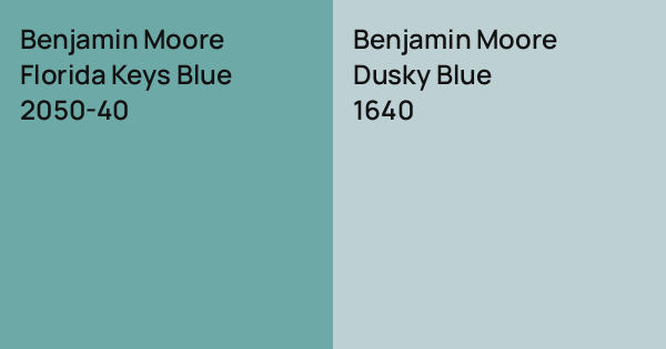 Benjamin Moore Florida Keys Blue vs. Benjamin Moore Dusky Blue comparison