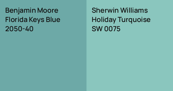 Benjamin Moore Florida Keys Blue vs. Sherwin Williams Holiday Turquoise ...