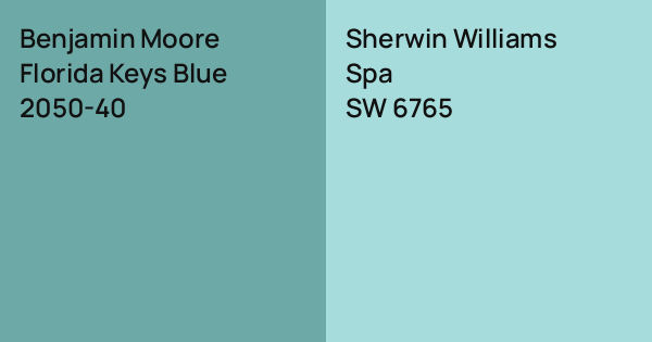 Benjamin Moore Florida Keys Blue vs. Sherwin Williams Spa comparison