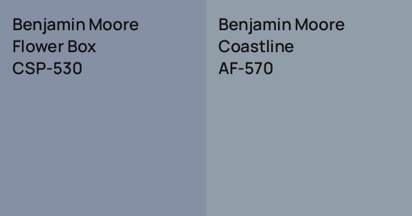 Benjamin Moore Flower Box vs. Benjamin Moore Coastline comparison