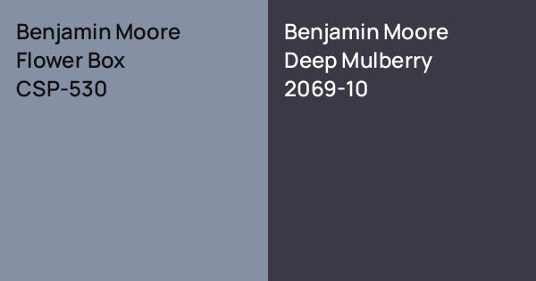 Benjamin Moore Flower Box vs. Benjamin Moore Deep Mulberry comparison