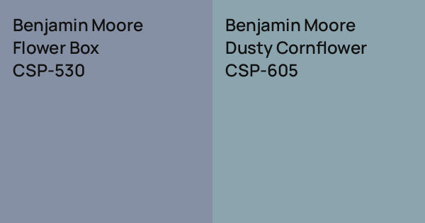 Benjamin Moore Flower Box vs. Benjamin Moore Dusty Cornflower comparison