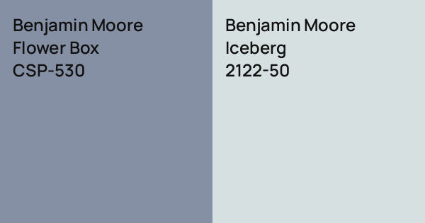 Benjamin Moore Flower Box vs. Benjamin Moore Iceberg comparison