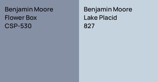 Benjamin Moore Flower Box vs. Benjamin Moore Lake Placid comparison