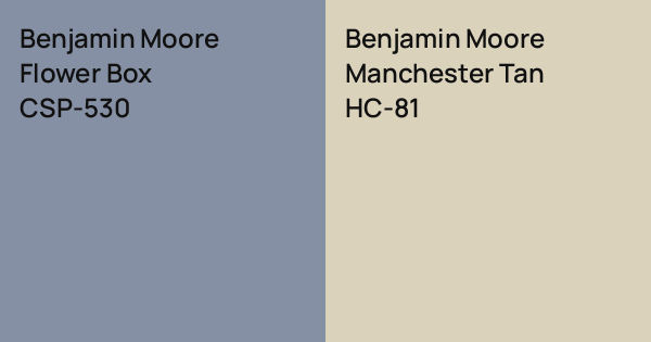 Benjamin Moore Flower Box vs. Benjamin Moore Manchester Tan comparison