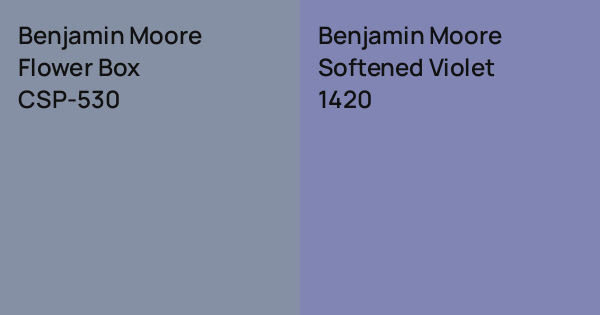 Benjamin Moore Flower Box vs. Benjamin Moore Softened Violet comparison