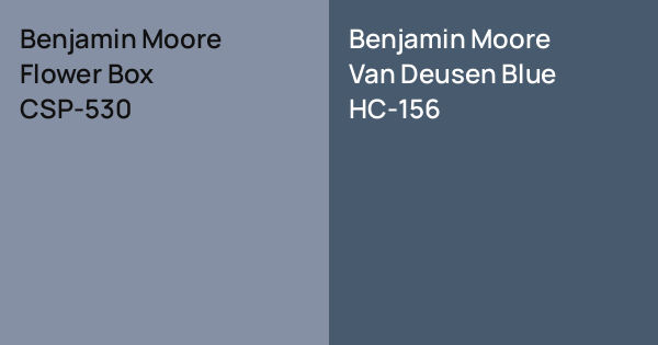 Benjamin Moore Flower Box vs. Benjamin Moore Van Deusen Blue comparison