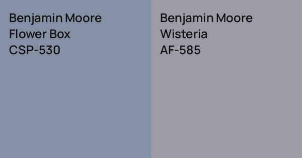 Benjamin Moore Flower Box vs. Benjamin Moore Wisteria comparison