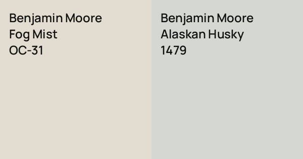 Benjamin Moore Fog Mist vs. Benjamin Moore Alaskan Husky comparison