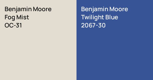 Benjamin Moore Fog Mist vs. Benjamin Moore Twilight Blue comparison