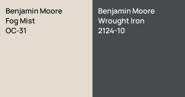 Benjamin Moore Fog Mist vs. Benjamin Moore Wrought Iron comparison