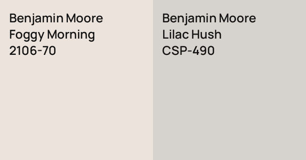Benjamin Moore Foggy Morning vs. Benjamin Moore Lilac Hush comparison