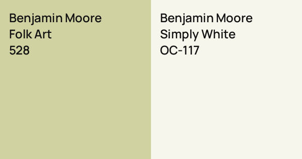 Benjamin Moore Folk Art vs. Benjamin Moore Simply White comparison