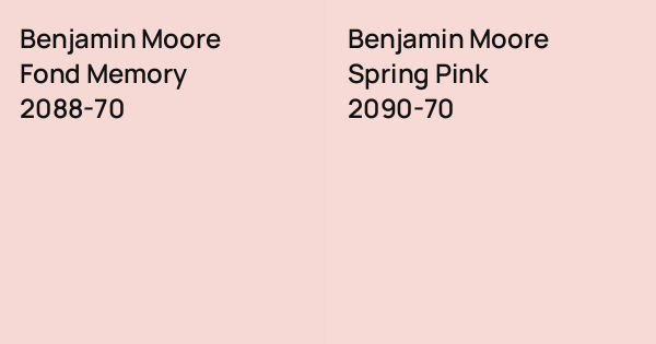 Benjamin Moore Fond Memory vs. Benjamin Moore Spring Pink comparison