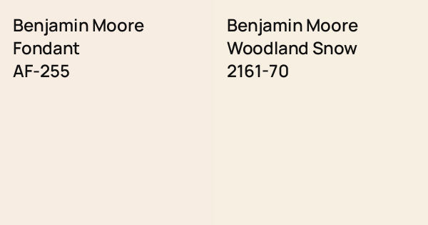 Benjamin Moore Fondant vs. Benjamin Moore Woodland Snow comparison