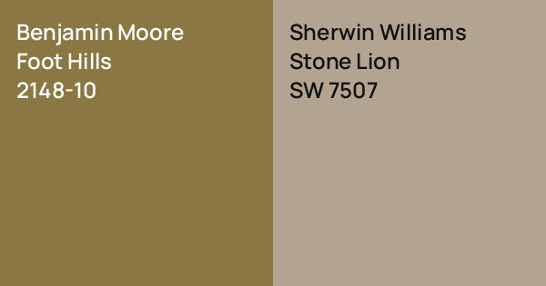 Benjamin Moore Foot Hills vs. Sherwin Williams Stone Lion comparison