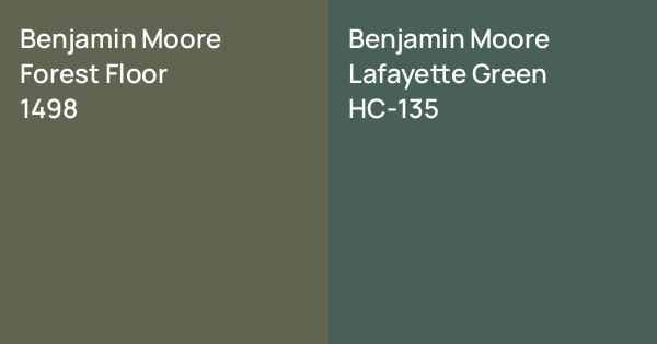 Benjamin Moore Forest Floor vs. Benjamin Moore Lafayette Green comparison