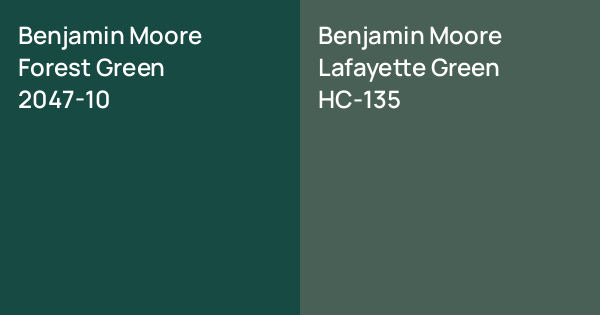 Benjamin Moore Forest Green vs. Benjamin Moore Lafayette Green comparison