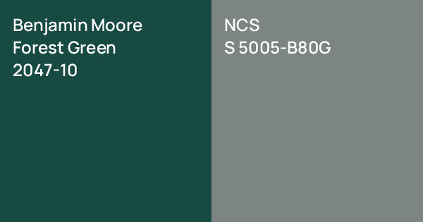 Benjamin Moore Forest Green vs. NCS S 5005-B80G comparison