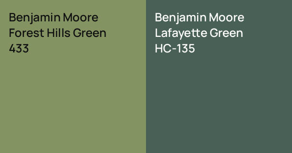 Benjamin Moore Forest Hills Green vs. Benjamin Moore Lafayette Green ...