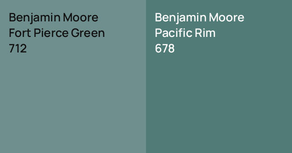 Benjamin Moore Fort Pierce Green vs. Benjamin Moore Pacific Rim comparison
