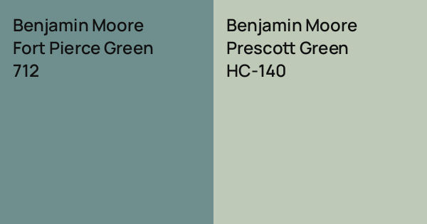 Benjamin Moore Fort Pierce Green vs. Benjamin Moore Prescott Green ...