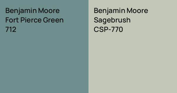 Benjamin Moore Fort Pierce Green vs. Benjamin Moore Sagebrush comparison