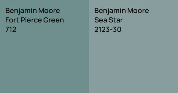 Benjamin Moore Fort Pierce Green vs. Benjamin Moore Sea Star comparison