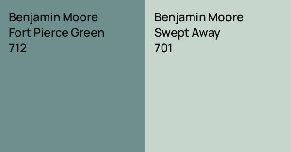 Benjamin Moore Fort Pierce Green vs. Benjamin Moore Swept Away comparison