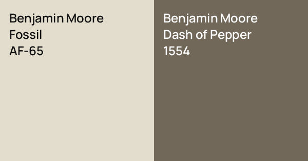 Benjamin Moore Fossil vs. Benjamin Moore Dash of Pepper comparison