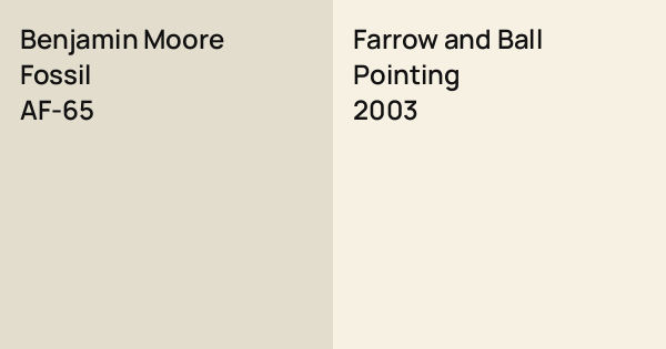 Benjamin Moore Fossil vs. Farrow and Ball Pointing comparison