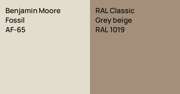 Benjamin Moore Fossil vs. RAL Classic Grey beige comparison