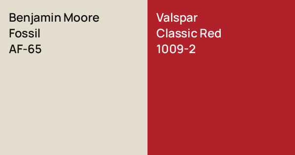 Benjamin Moore Fossil vs. Valspar Classic Red comparison