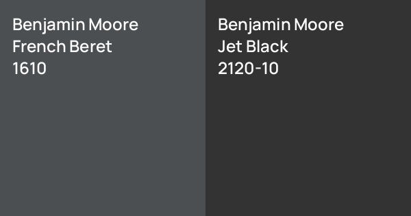 Benjamin Moore French Beret vs. Benjamin Moore Jet Black comparison